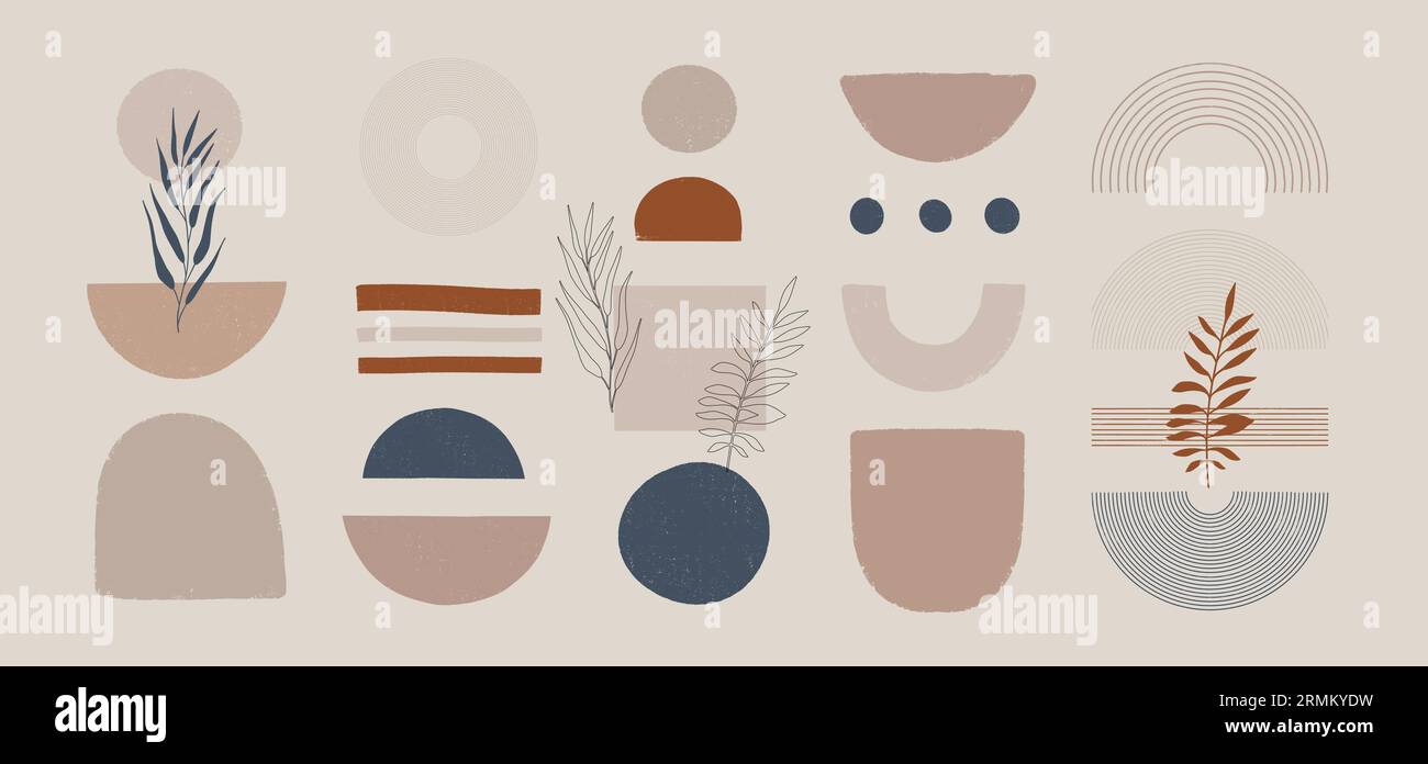 Set of textured hand drawn irregular abstract geometric shapes and ...