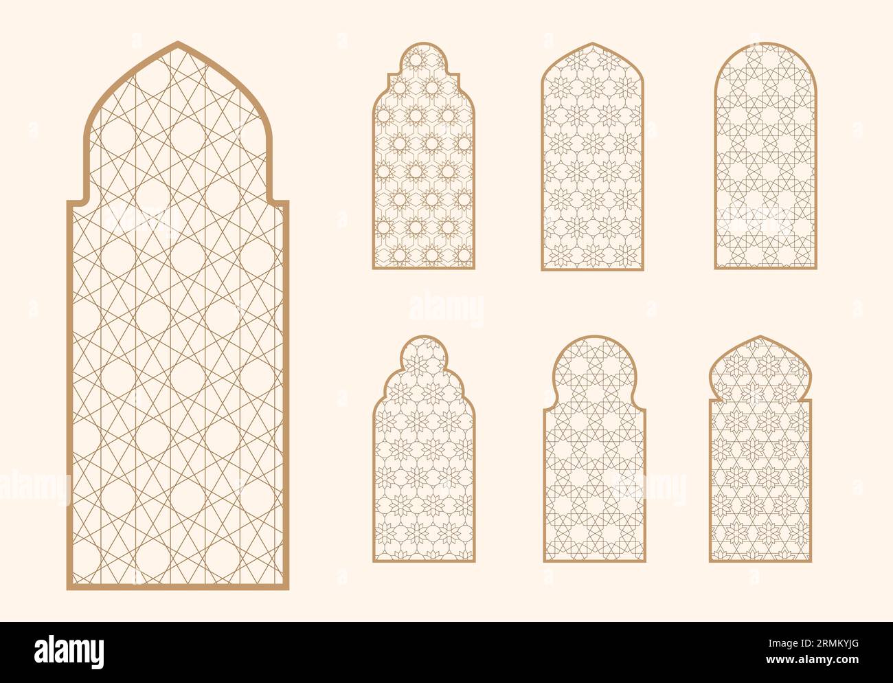 Islamic window shape with mashrabiya pattern. Arabic door frame ...
