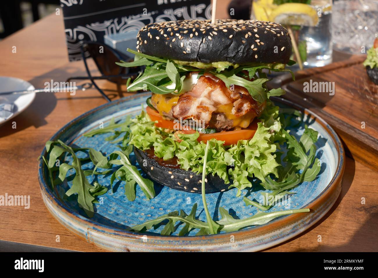 Big juicy burger salad vegetables hi-res stock photography and images ...