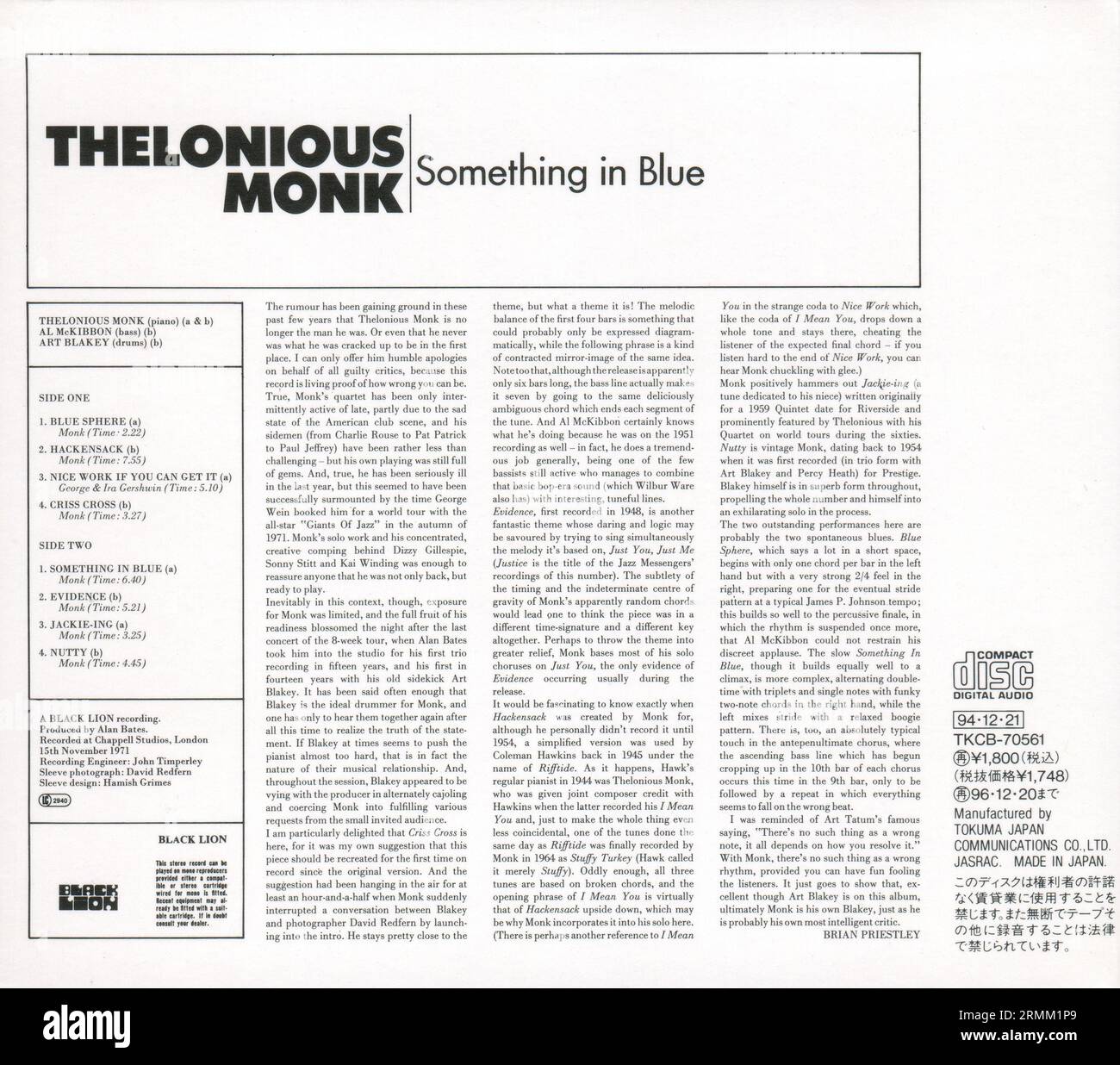 Thelonious monk cover hi-res stock photography and images - Alamy
