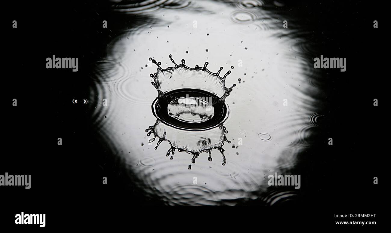 Drop of Water falling into Water, Full Moon Stock Photo - Alamy