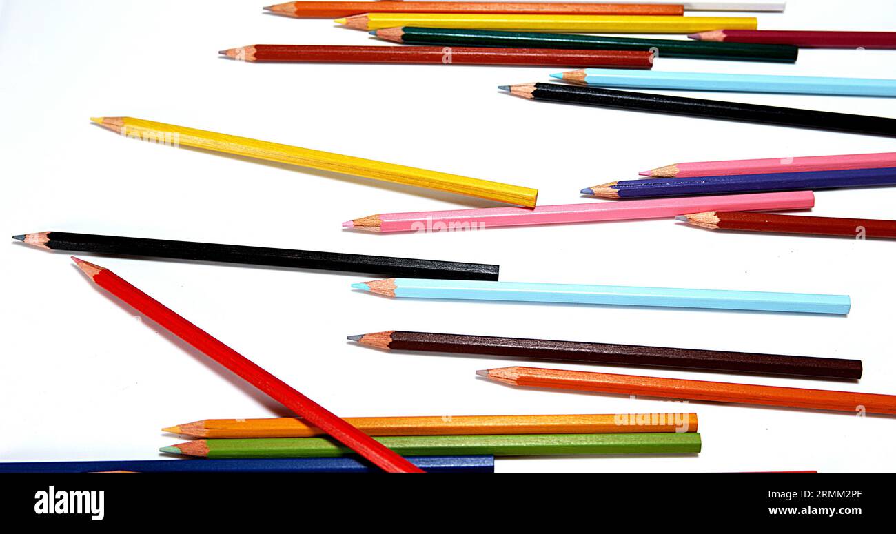 Color Pencils against White Background Stock Photo - Alamy