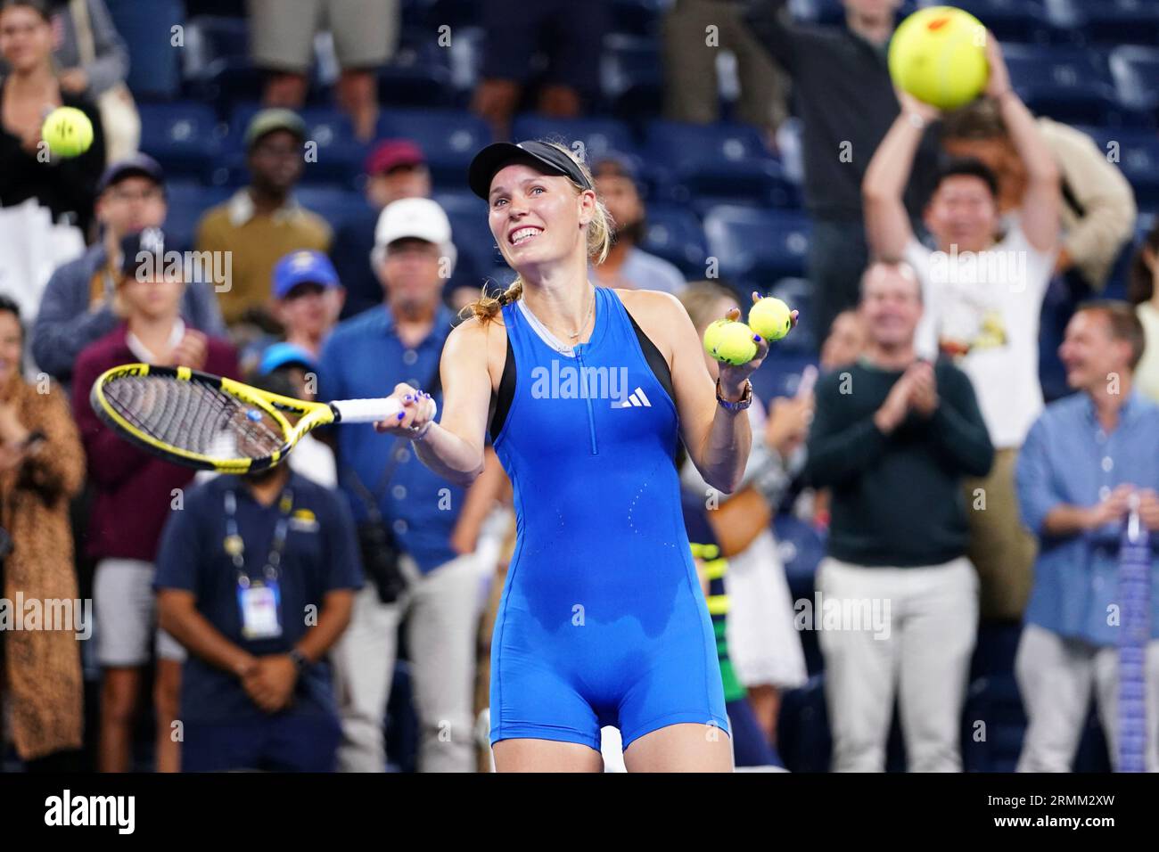 Caroline Wozniacki after a women's singles match at the 2023 US Open ...