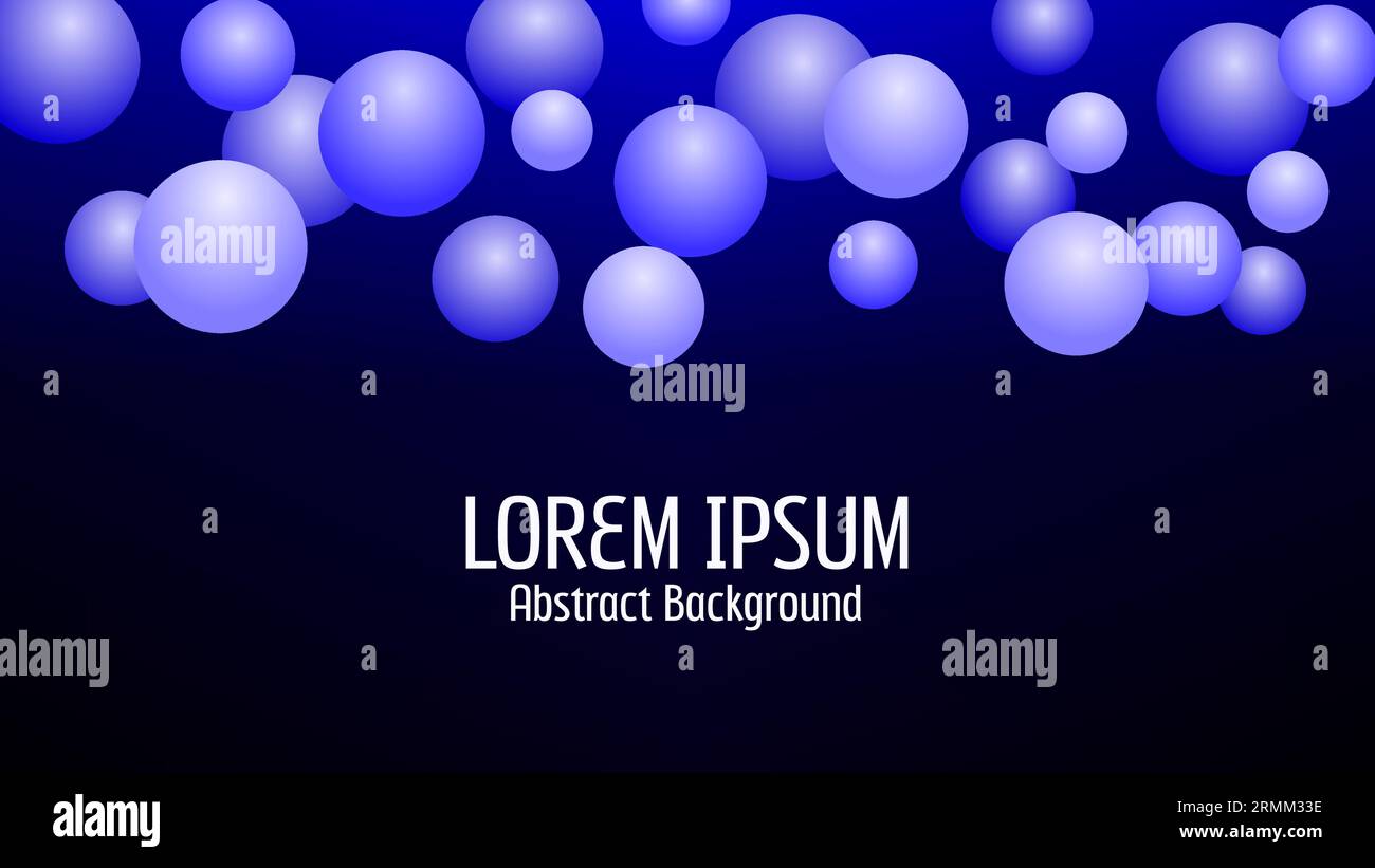 Floating water bubbles over blue light effect spheres background Stock ...