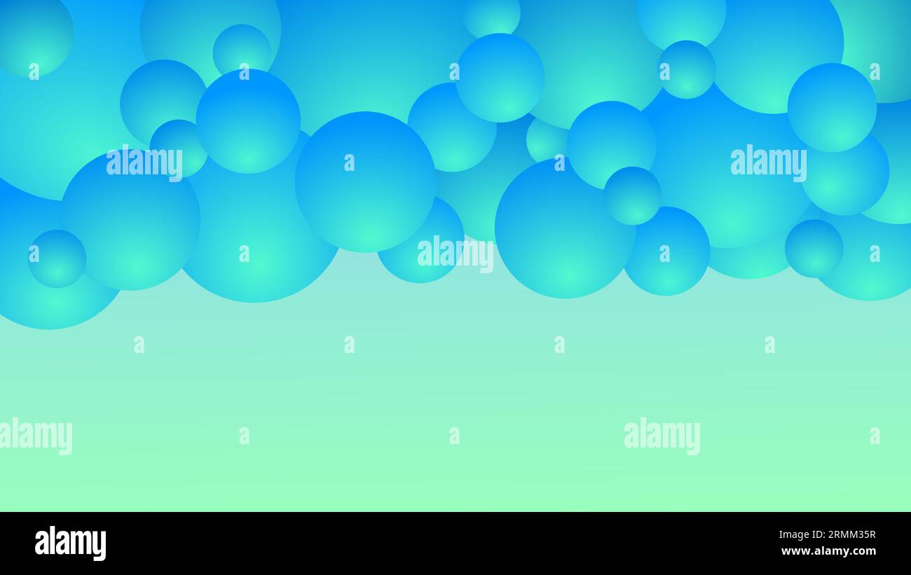 Mass of blue green bubble spheres over light effect gradient background ...