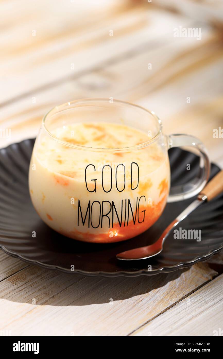 Korean Mango Milk Yoghurt, Fresh Mango with Fresh Milk Stock Photo - Alamy