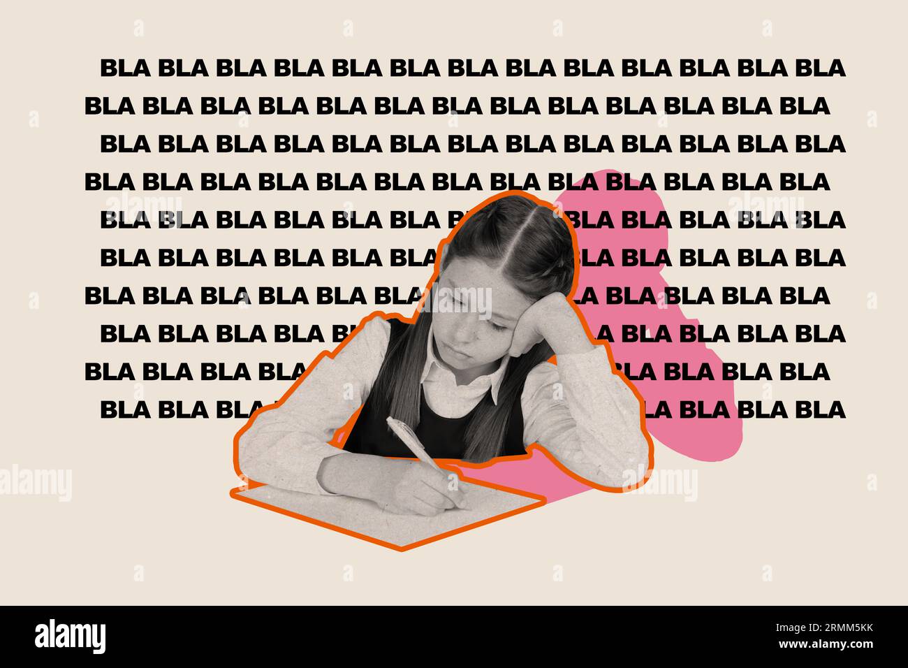 Poster artwork collage magazine of sad upset girl write test exam essay ...