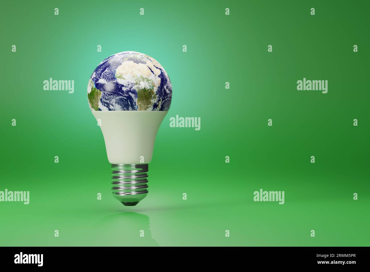 Planet earth shaped like an electric LED bulb with copy space. 3d ...