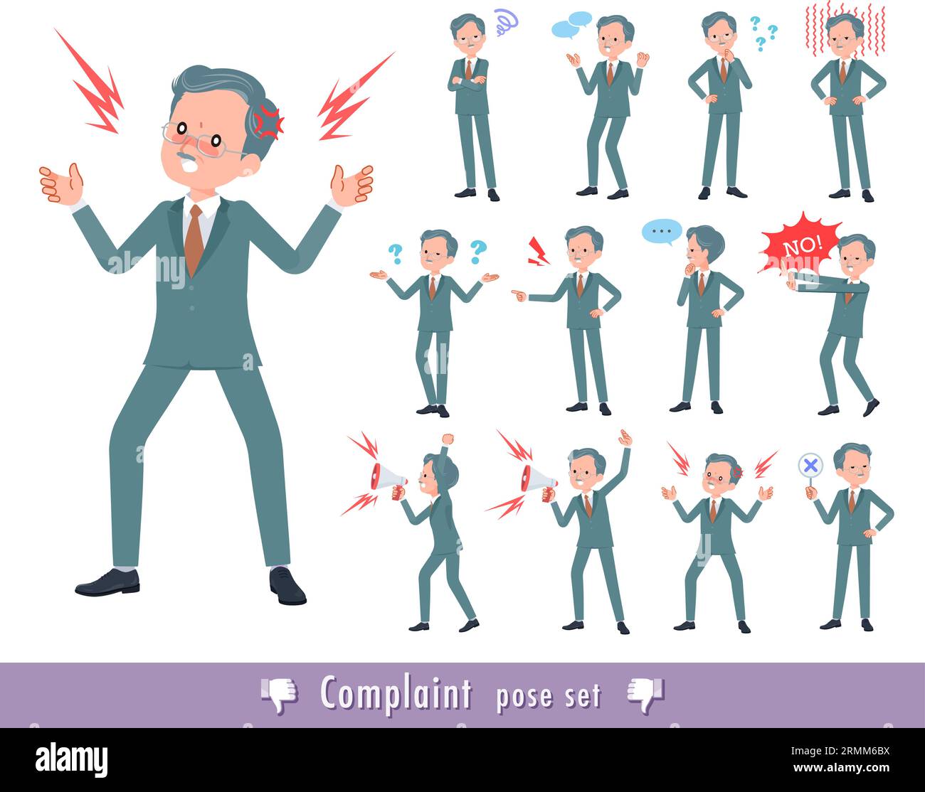 A set of business president man expressing their discontent.It's vector ...