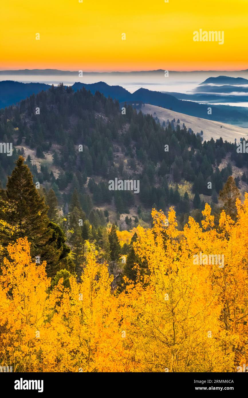 sunrise over the tenmile creek valley below macdonald pass near helena ...