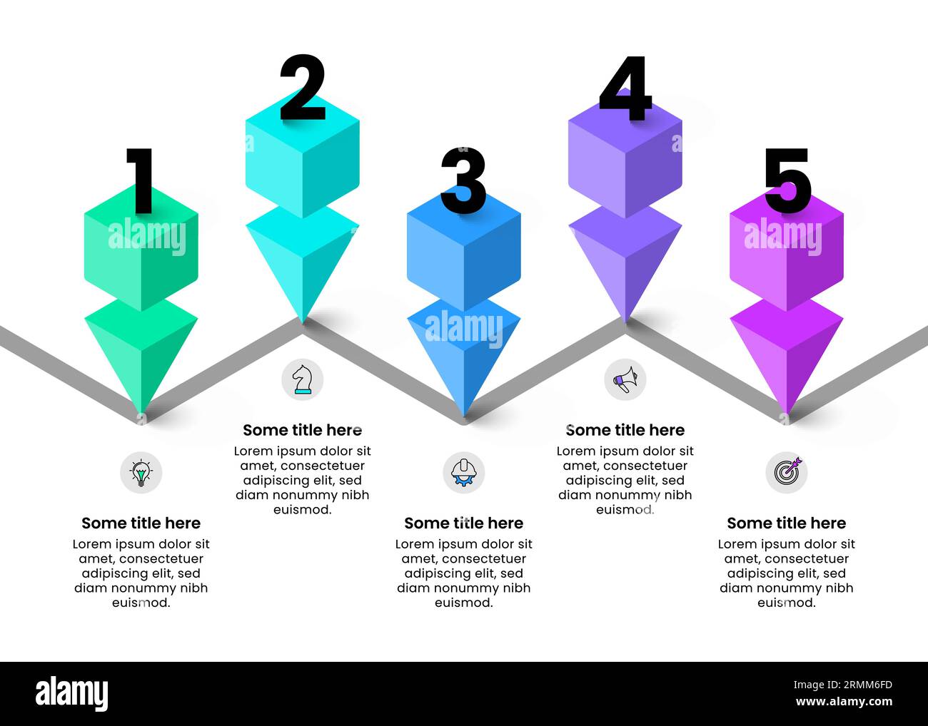 Infographic template with icons and 5 options or steps. Abstract isometric path. Can be used for ...