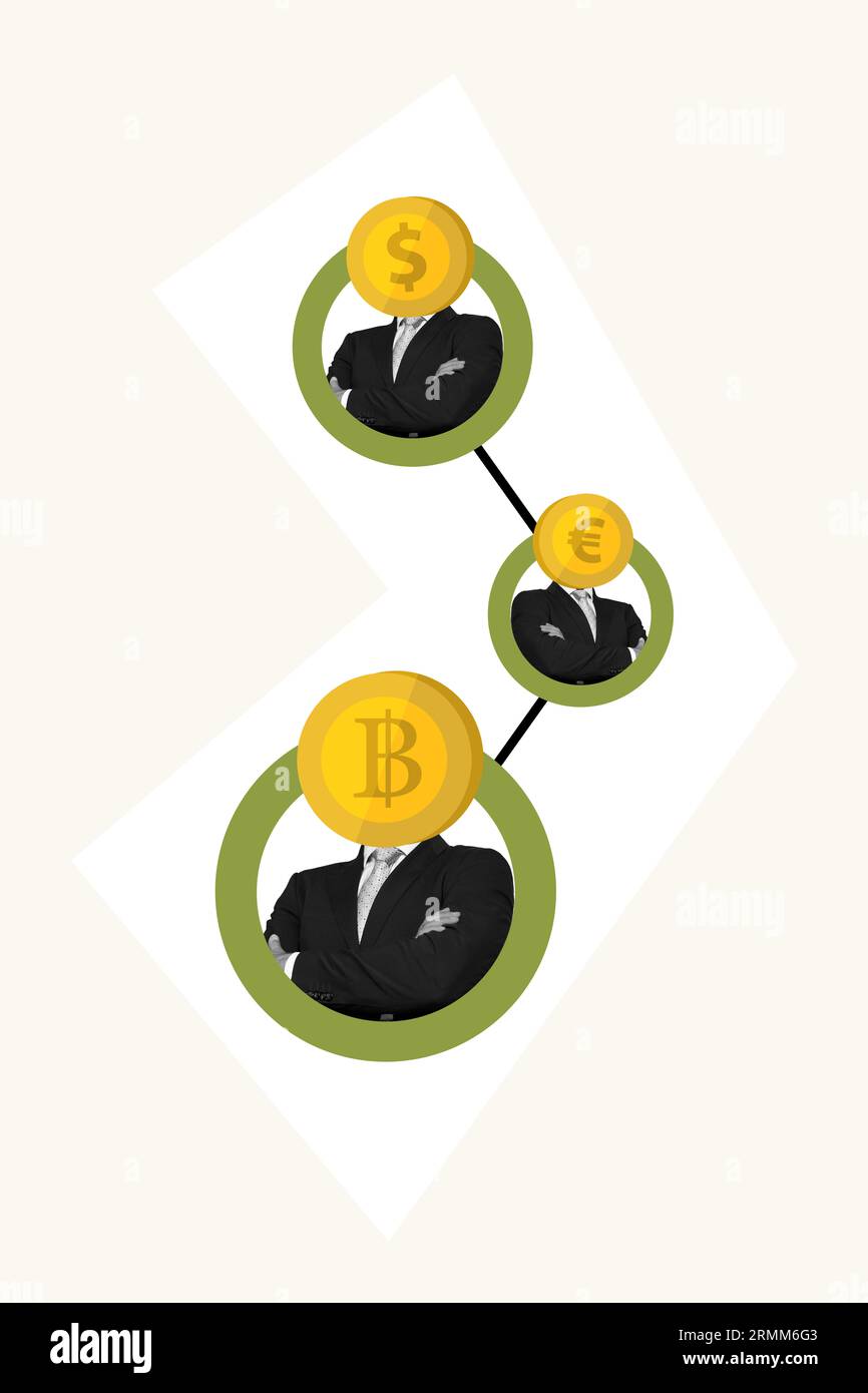 Vertical artwork collage of three people business partners together ...