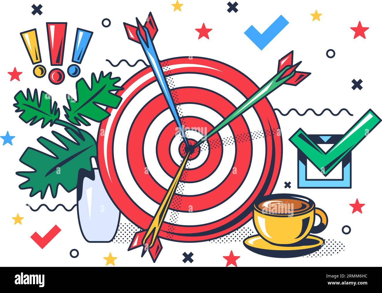Arrows stick out from center of sports target. Defining goals and ... Arrows stick out from center of sports target. Defining goals and ...