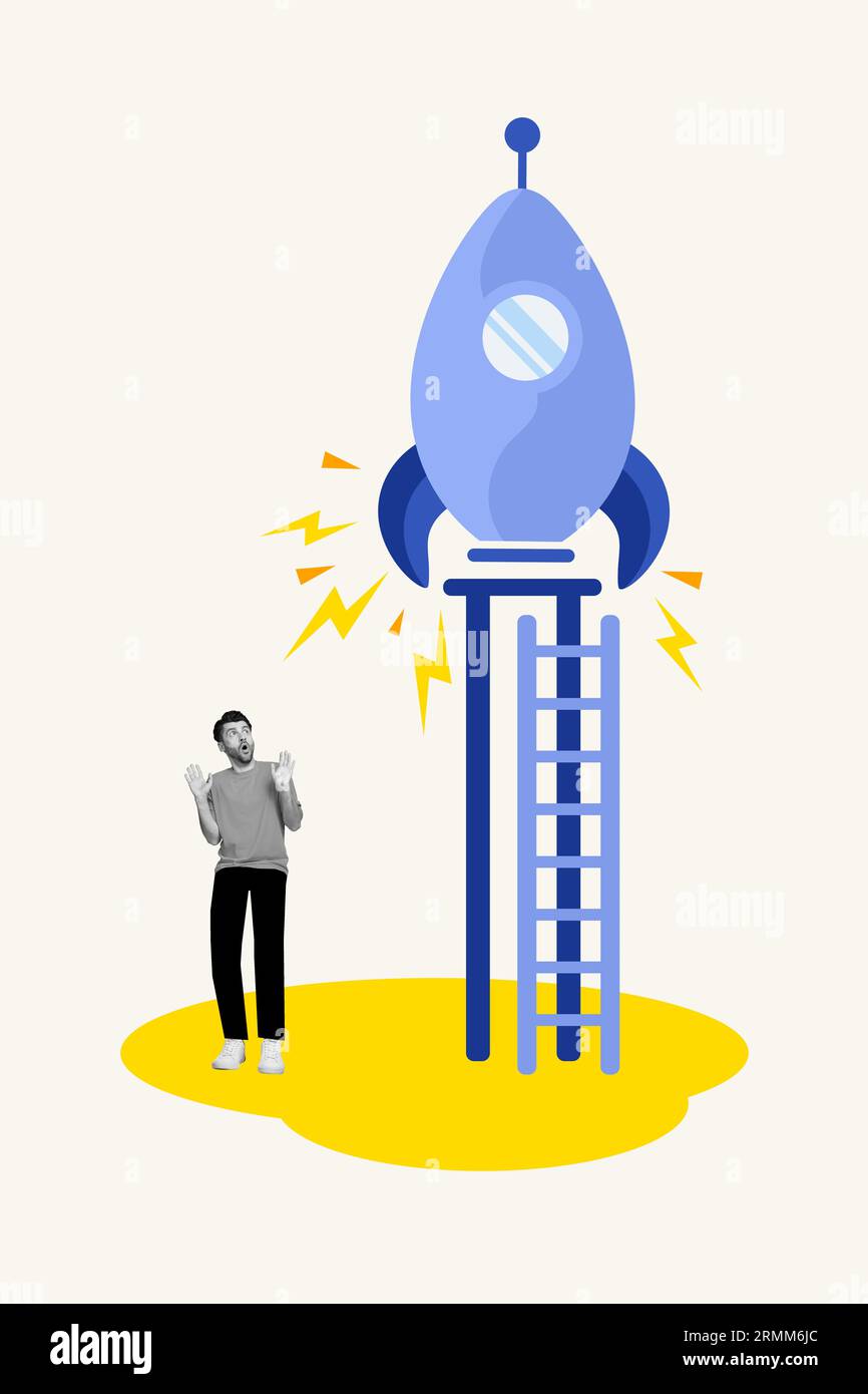 3d retro abstract creative artwork template collage of shocked amazed ...