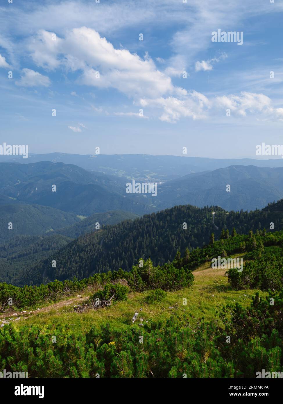 Beautiful nature and hills in the Schnee Alps in summer in Austria ...