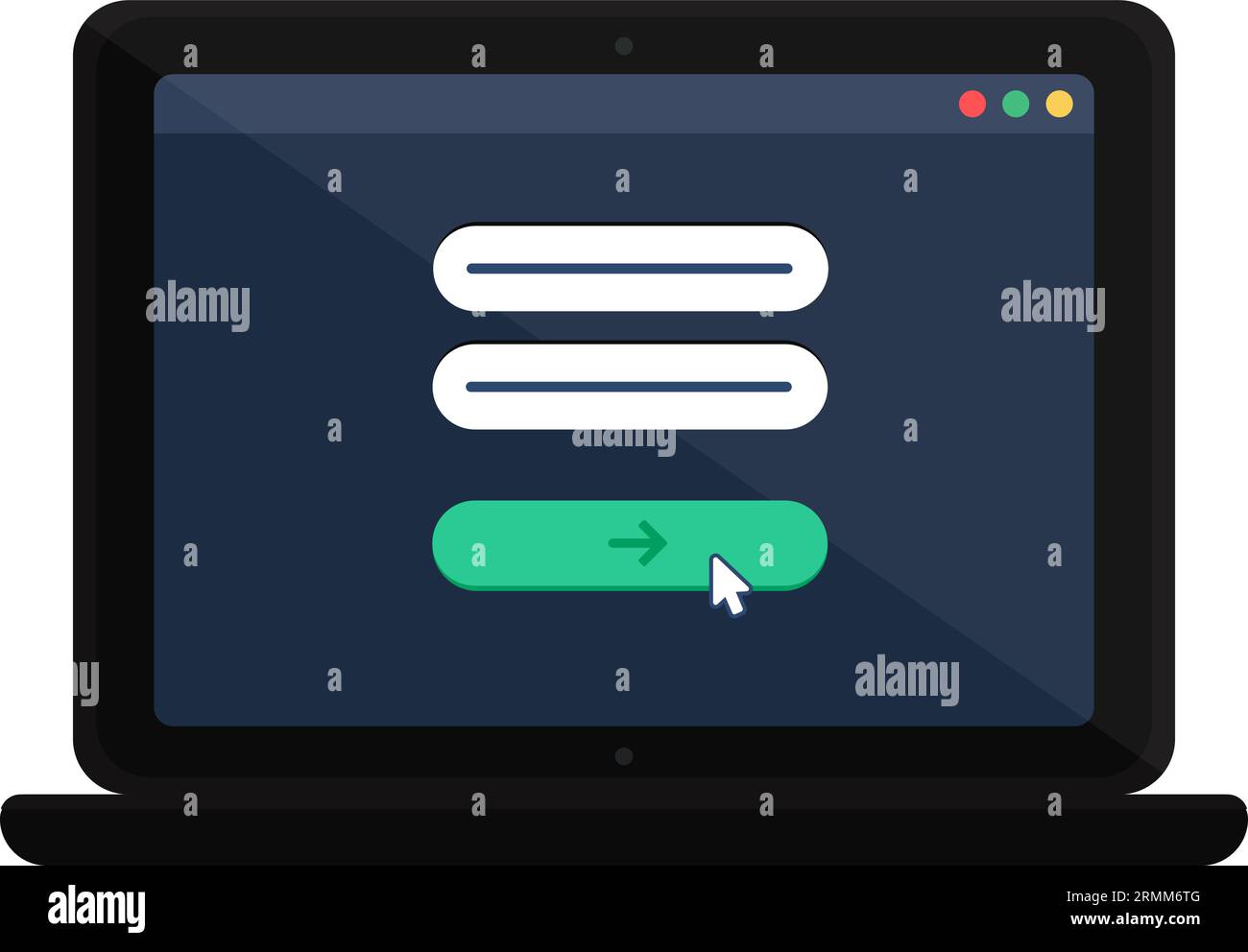 Web page menu authorization on screen of digital gadget. Page entering login and password ...