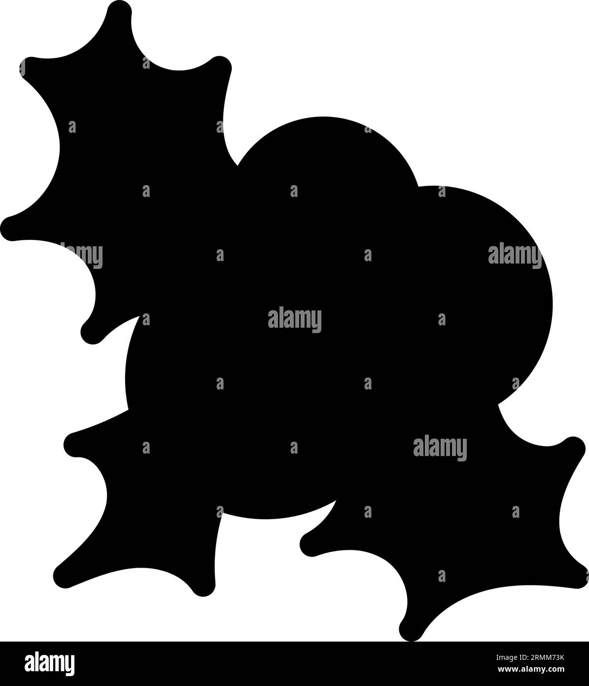 Shape of Christmas holly berry with leaves. Contour traditional fruit ...