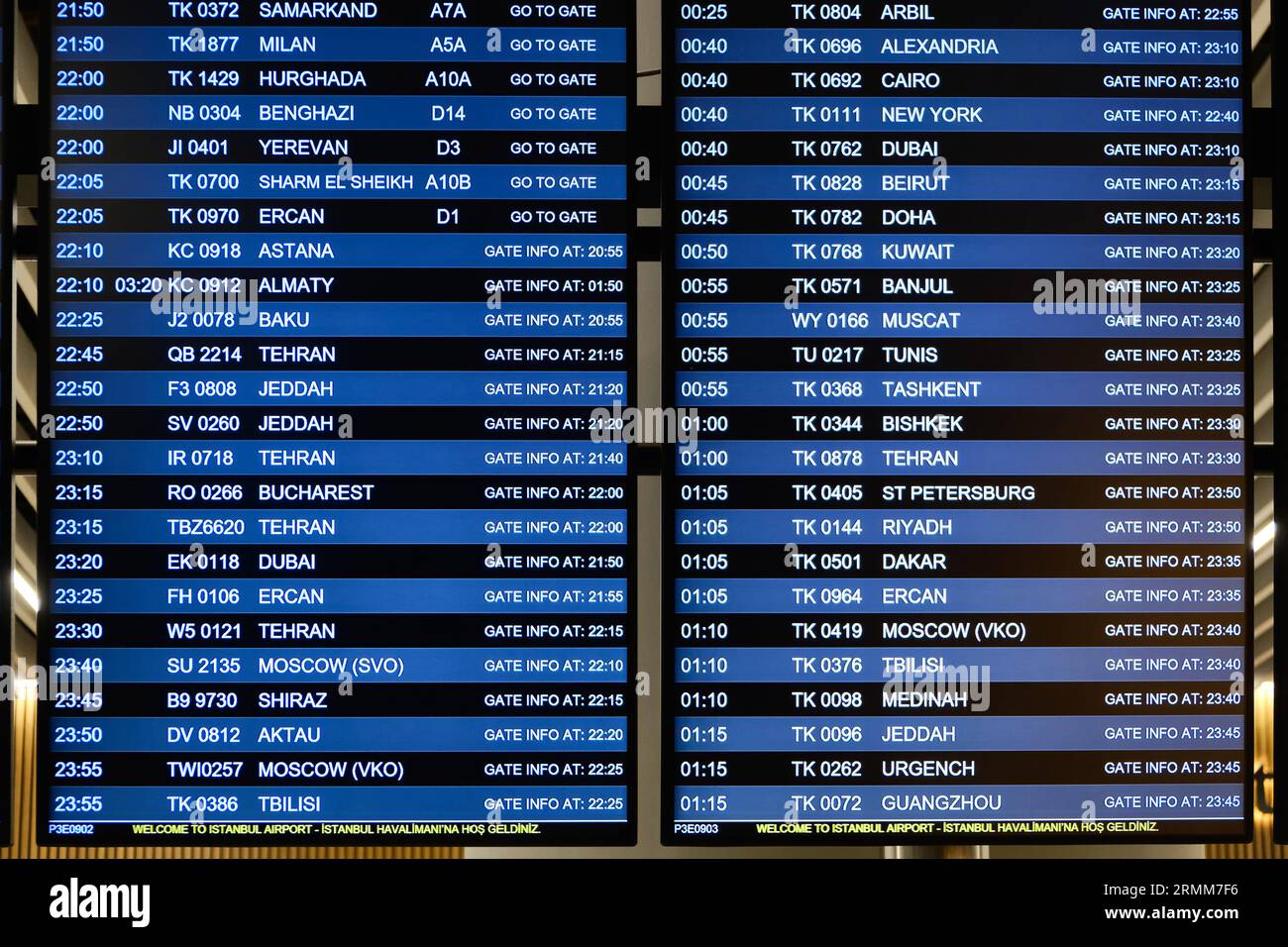 Display in airport lounge showing arrival and departure time. Arrival ...