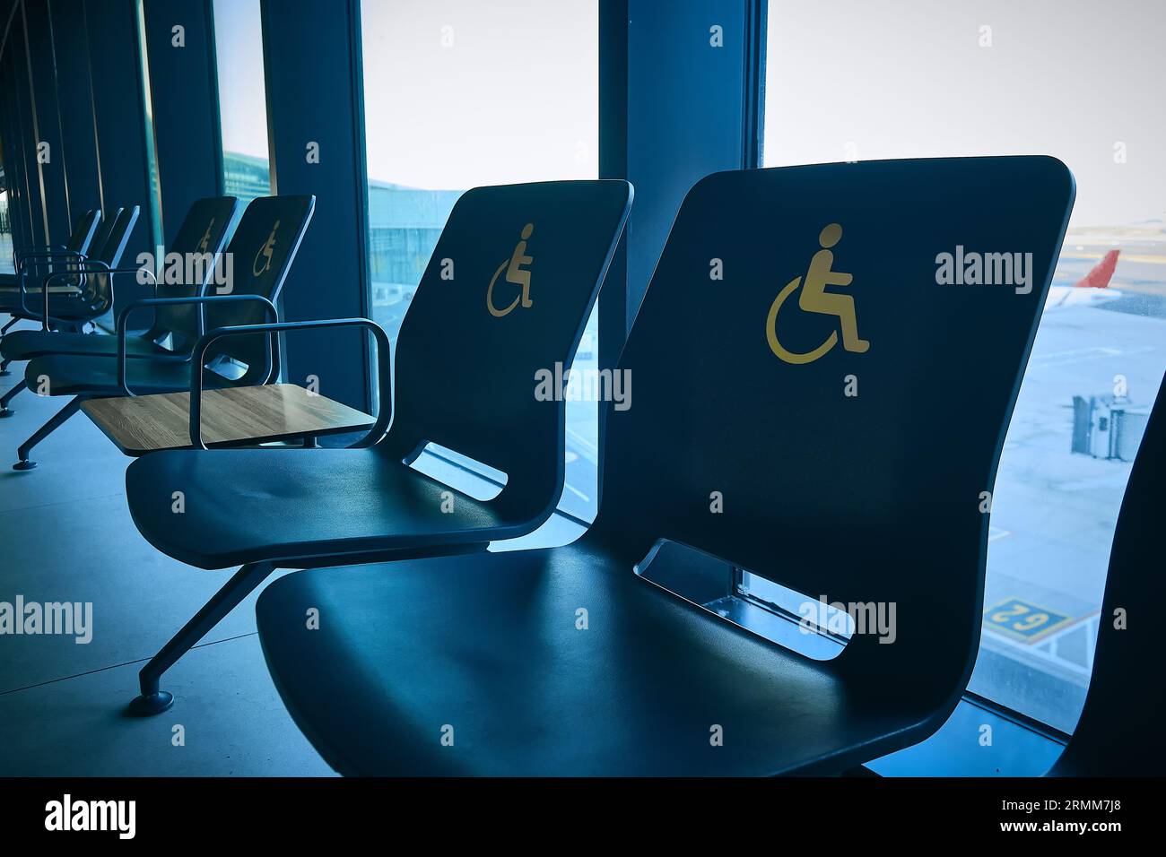 Empty priority seats for people with disabilities. Disabled person ...