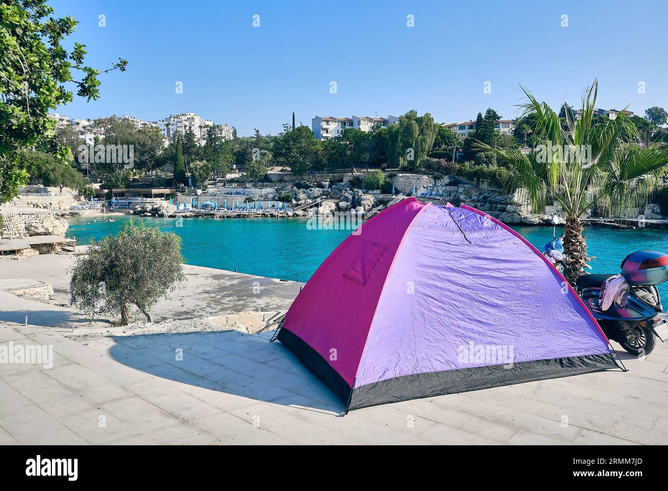 Campground in sea lagoon Stock Photo - Alamy