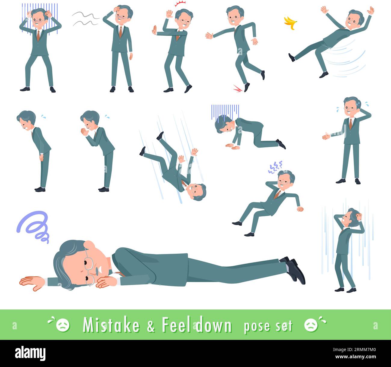 A set of business president man expressing failure and depression.It's ...