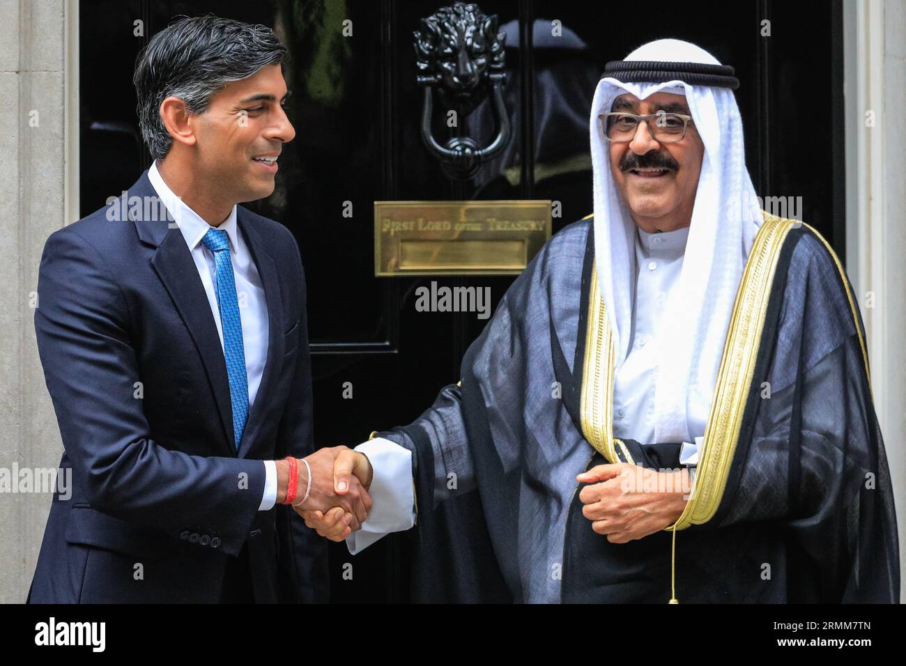 London, UK. 29th Aug, 2023. Rishi Sunak, British Prime Minister, welcomes His Highness the Crown ...