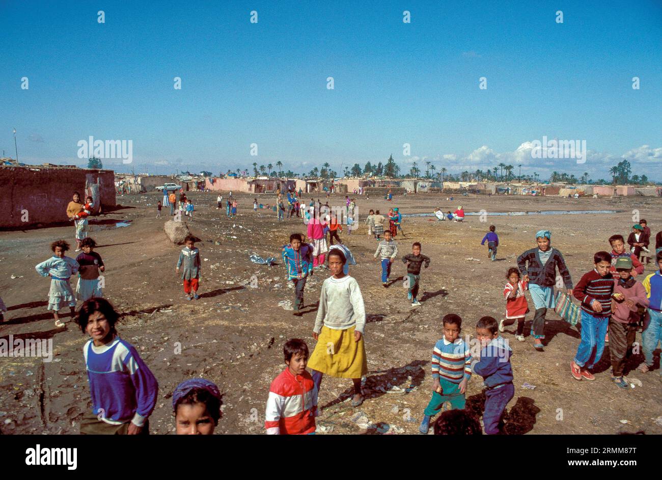 Morocco; Children living in a Marrakesh slum playing outside Stock ...