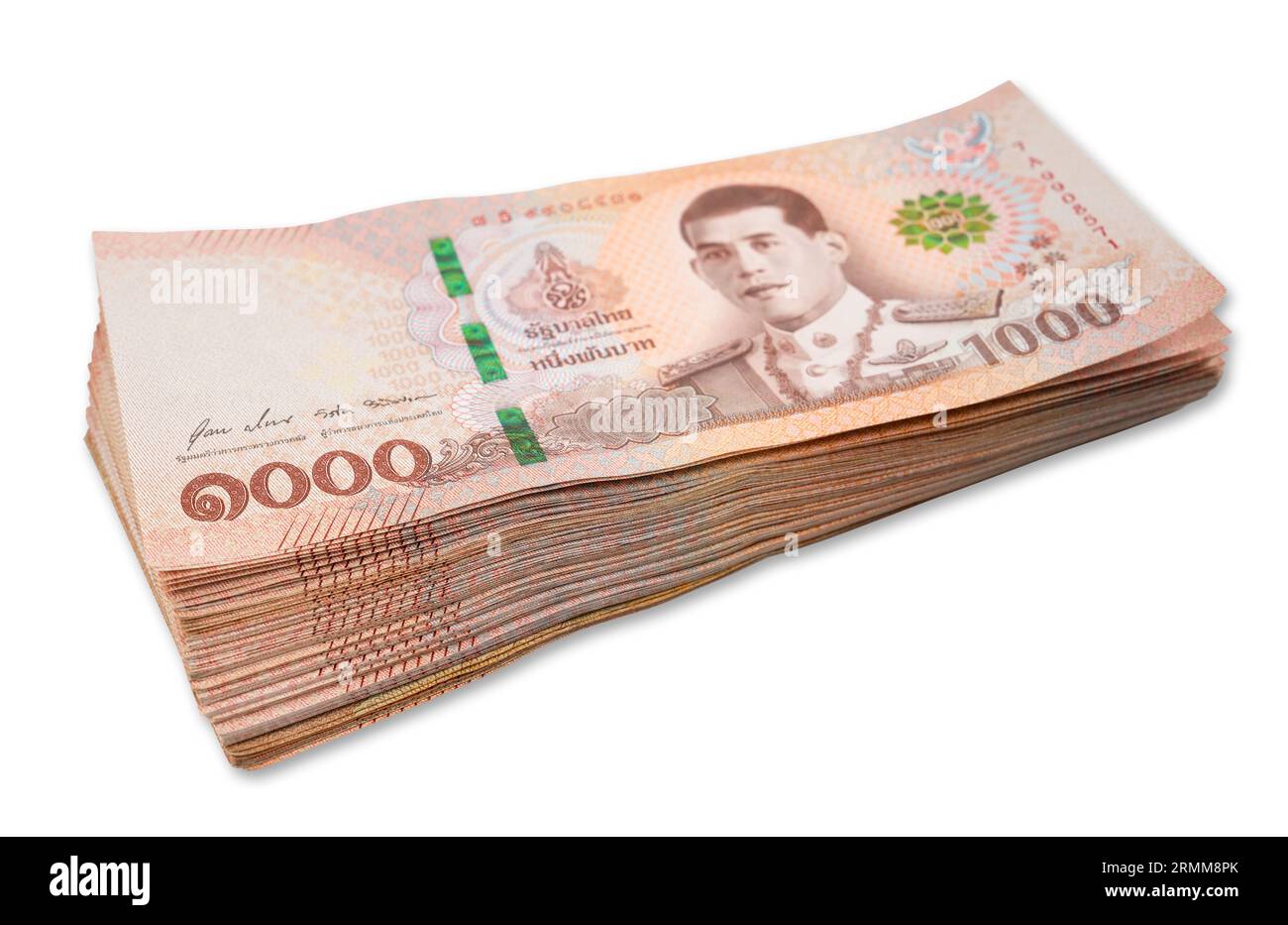 Amount 1 hundred thousand baht, 1,000 Baht BankNotes isolated on white ...