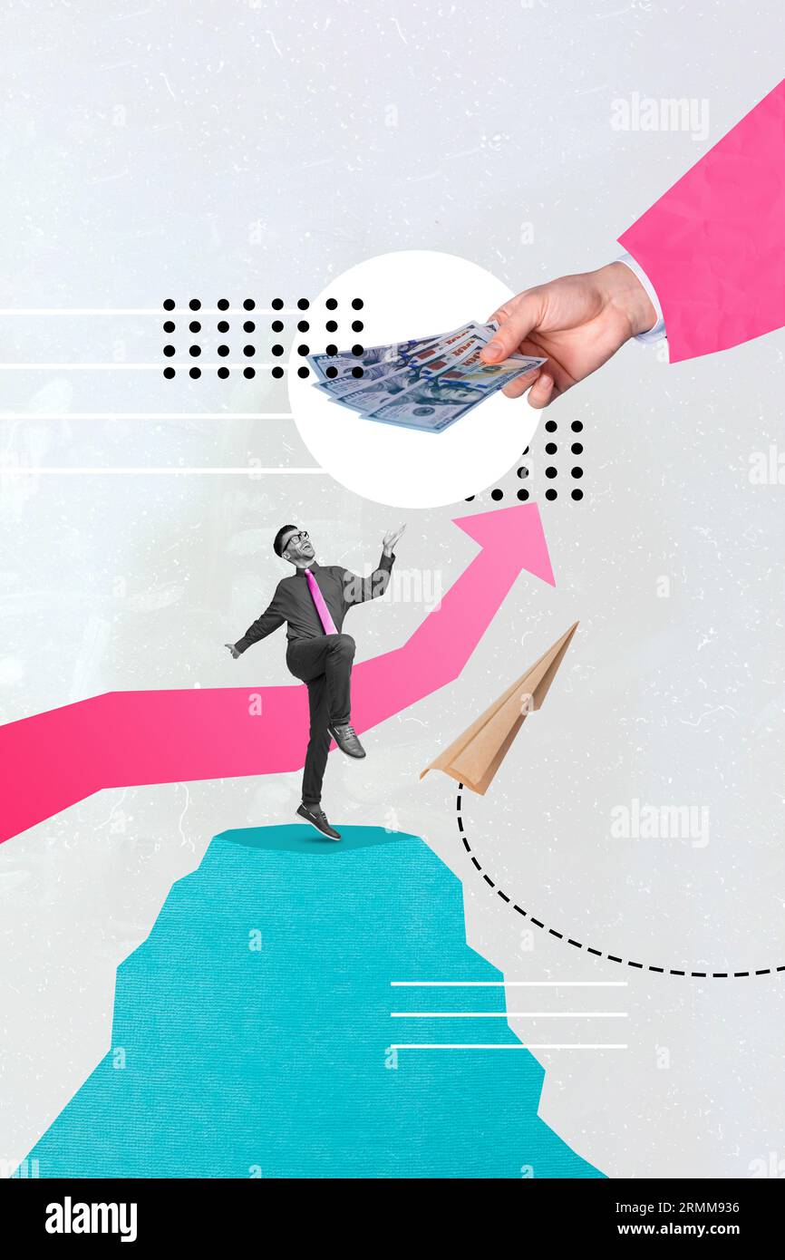 Collage design illustration of strong senior sales manager man make ...