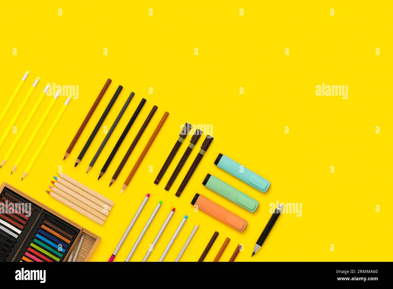 Drawing instruments, stationary flat lay. Back to school flat lays on ...