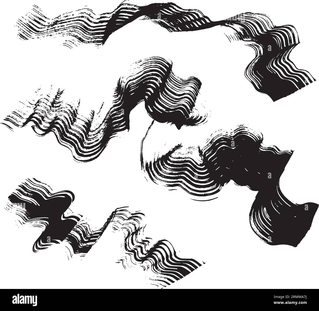 Grunge Dry Brush Ink Strokes Free Hand Set Stock Vector Image & Art - Alamy