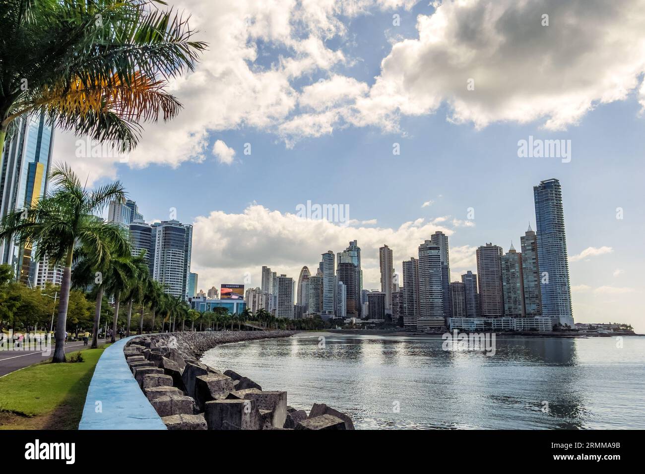 Panama city – architecture of beautiful city on the ocean coast with ...