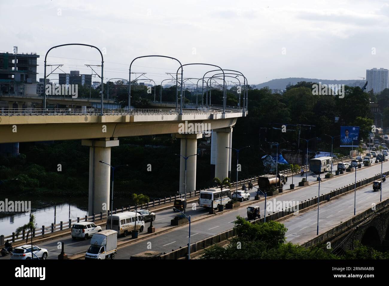 10th August 2023, Pune, Maharashtra, India - Traffic is moving on the ...