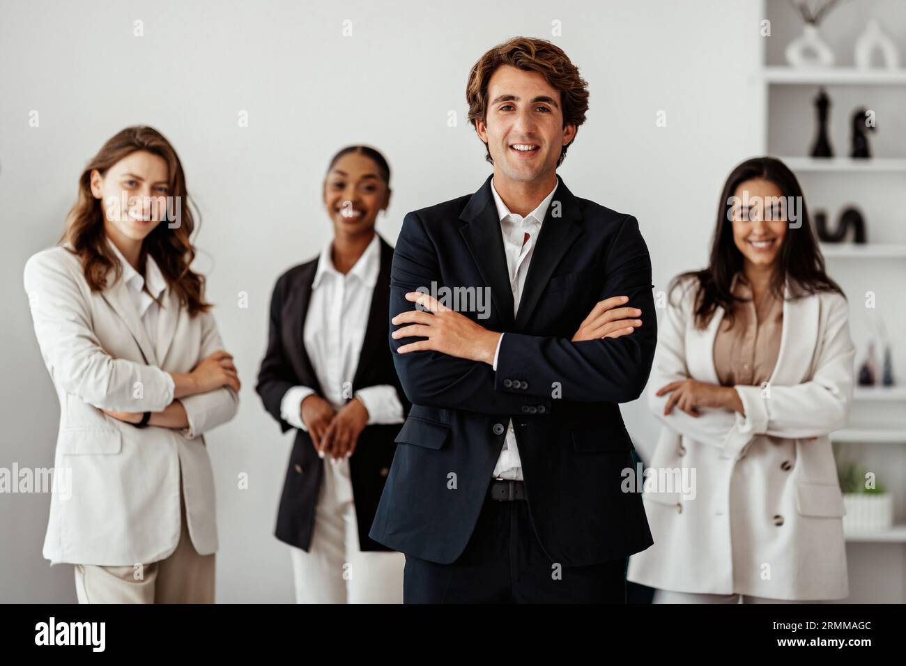 Group happy employees standing hi-res stock photography and images - Alamy