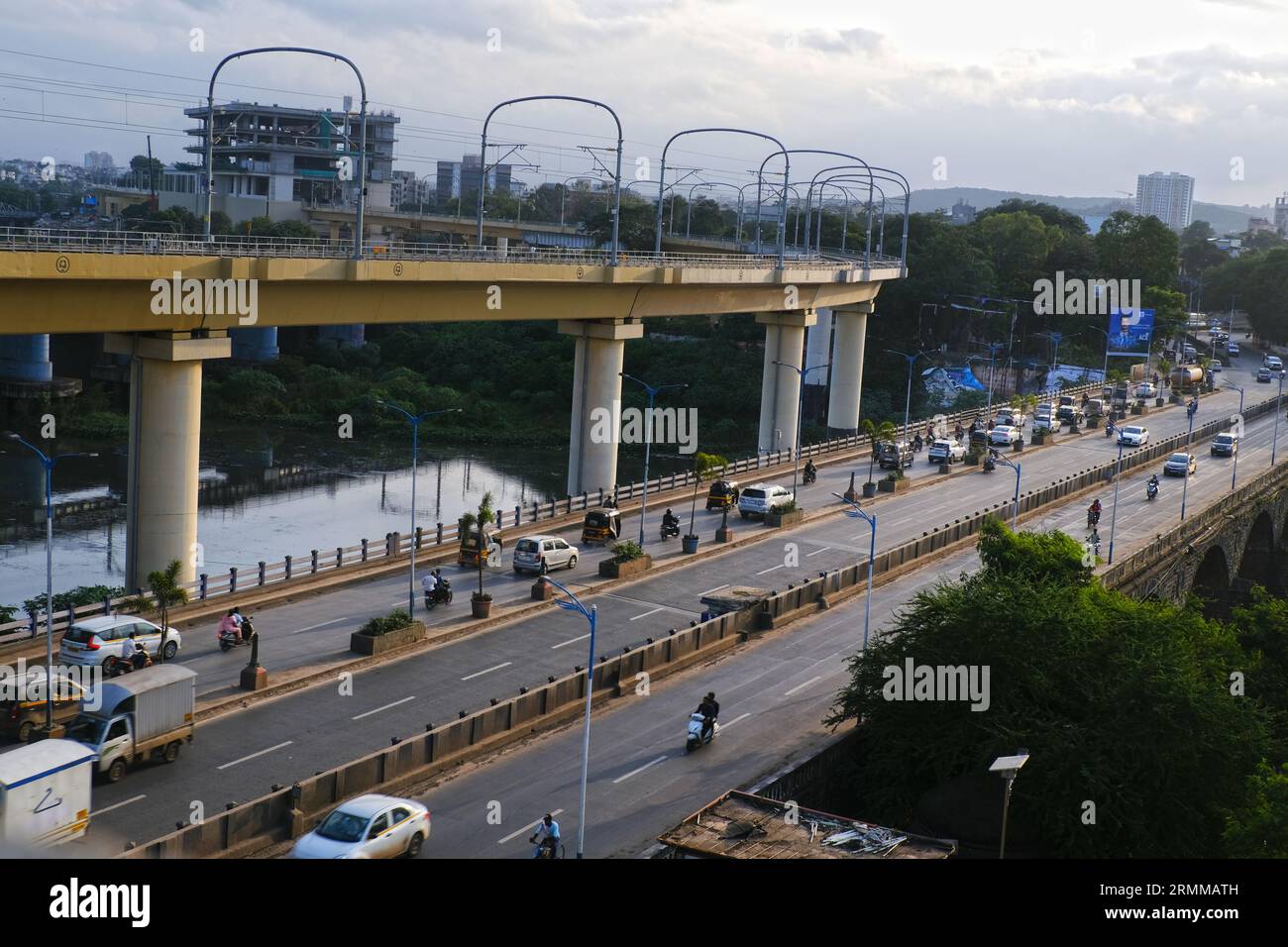 10th August 2023, Pune, Maharashtra, India - Traffic is moving on the ...
