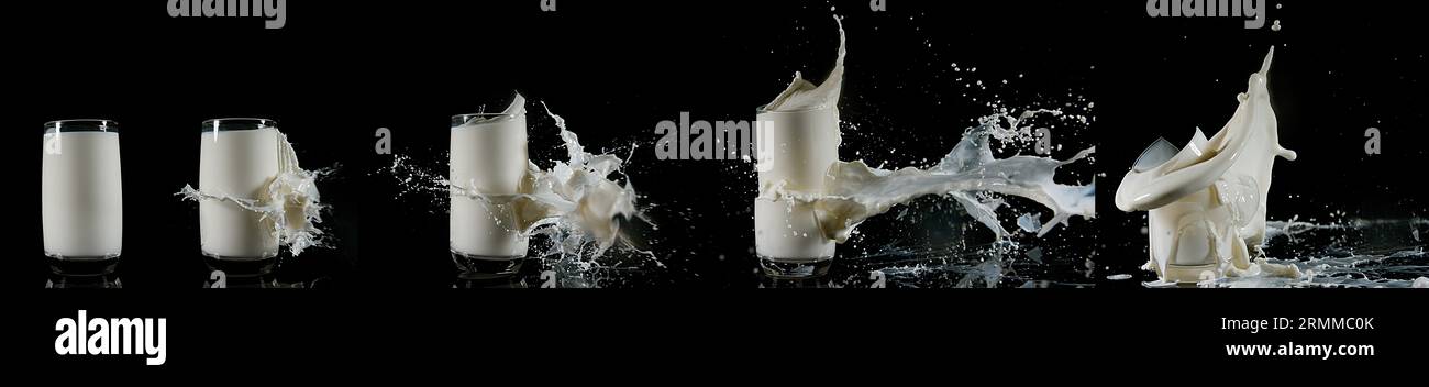 Glass of Milk Exploding against White Background Stock Photo - Alamy