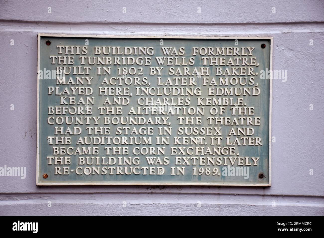 Historic signage, Corn Exchange, Tunbridge Wells, Kent, UK Stock Photo ...
