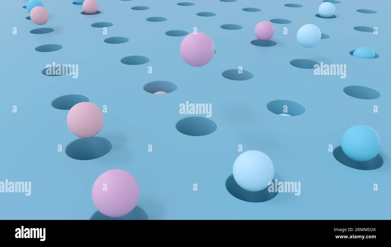 Seamless loop of an array balls jumping. Isometric perspective. Precision concept. 3d Render ...