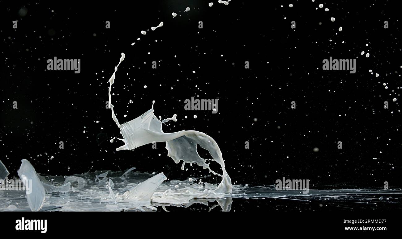 Bottle milk falling exploging hi-res stock photography and images - Alamy