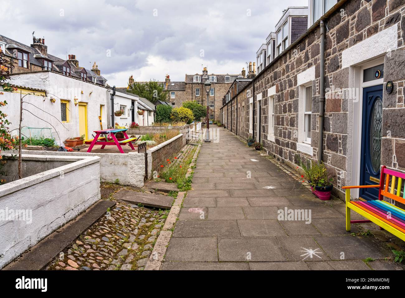 Small fishermen's houses by the sea in the neighborhood of Footdee in ...