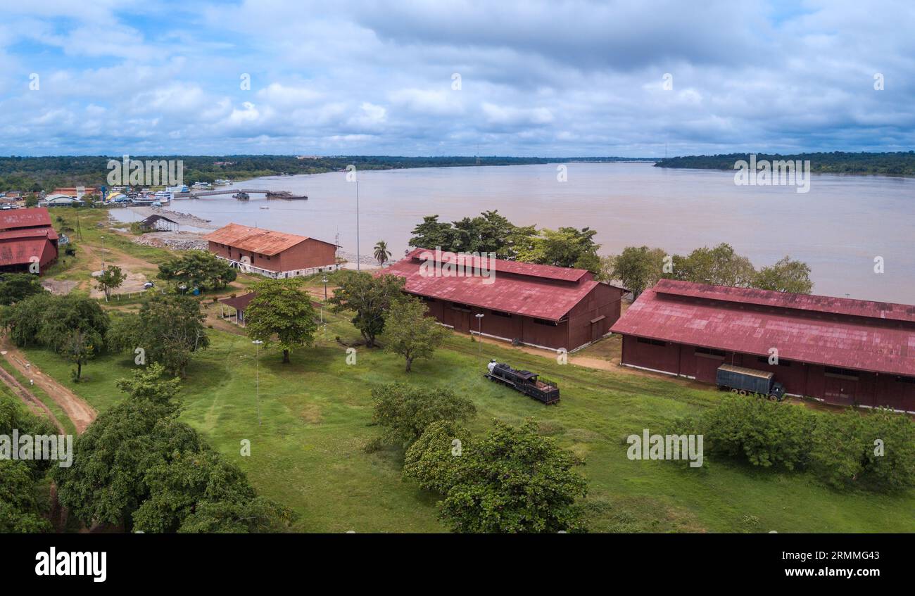 Beautiful aerial drone view of Madeira river, Porto Velho cityscape ...