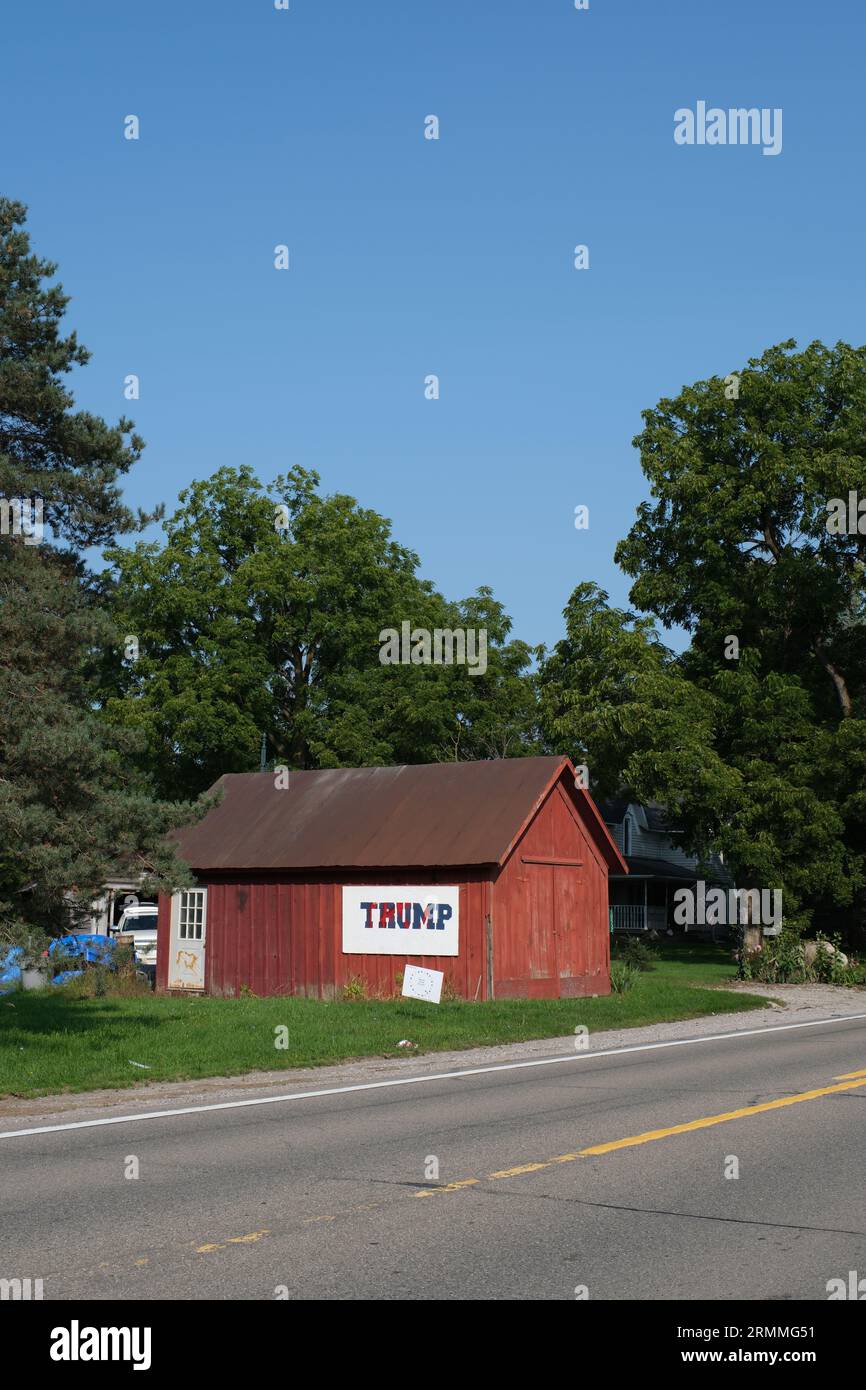 Shed with sign supporting Donald Trump, in Ortonville Michigan Stock ...