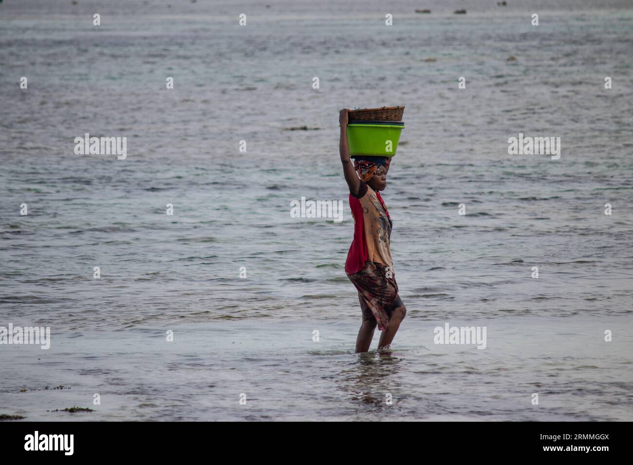 Group of African woman from Mozambique, fishing fish with domestic made ...