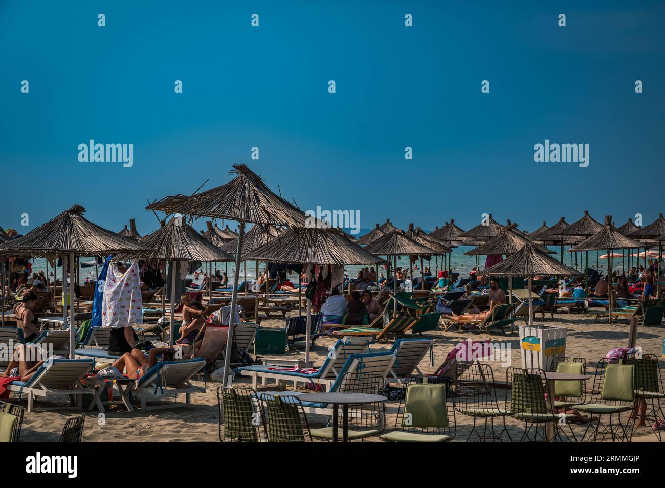 Golem, Durres Albania - 22 august 2023: overcrowded beaches at Golem ...
