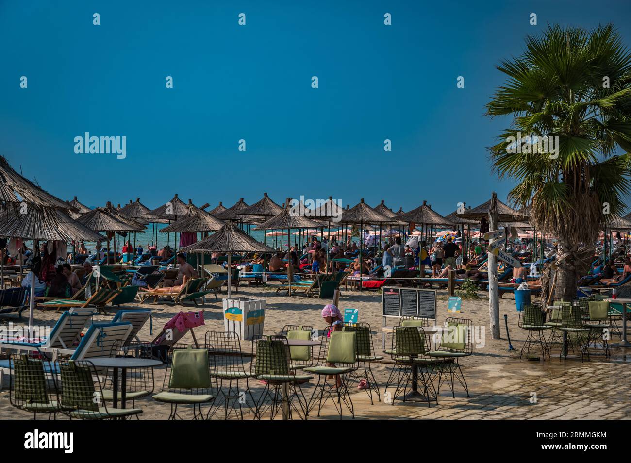 Golem, Durres Albania - 22 august 2023: overcrowded beaches at Golem ...
