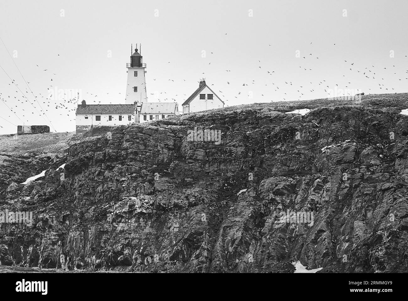 Black And White Photo Of The Wooden Vardø Lighthouse, Built In 1896 On ...