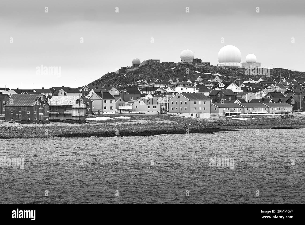 Black and white photo of an early warning radar station hi-res stock ...