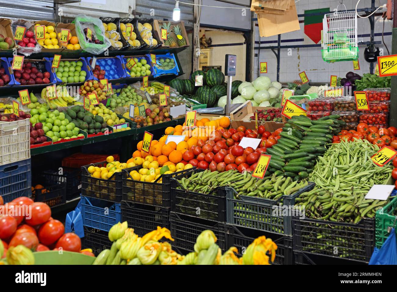 Fruits and Vegetables at Produce Section in Grocery Store Stock Photo ...