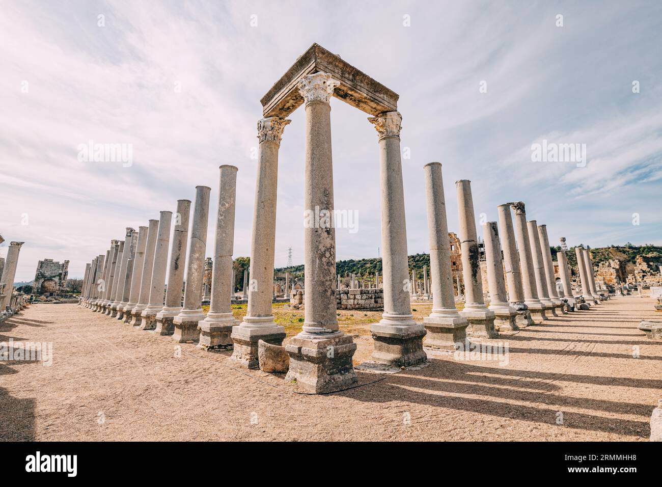 Amidst the ruins of Perge's Greek temple in Antalya, Turkey, history ...