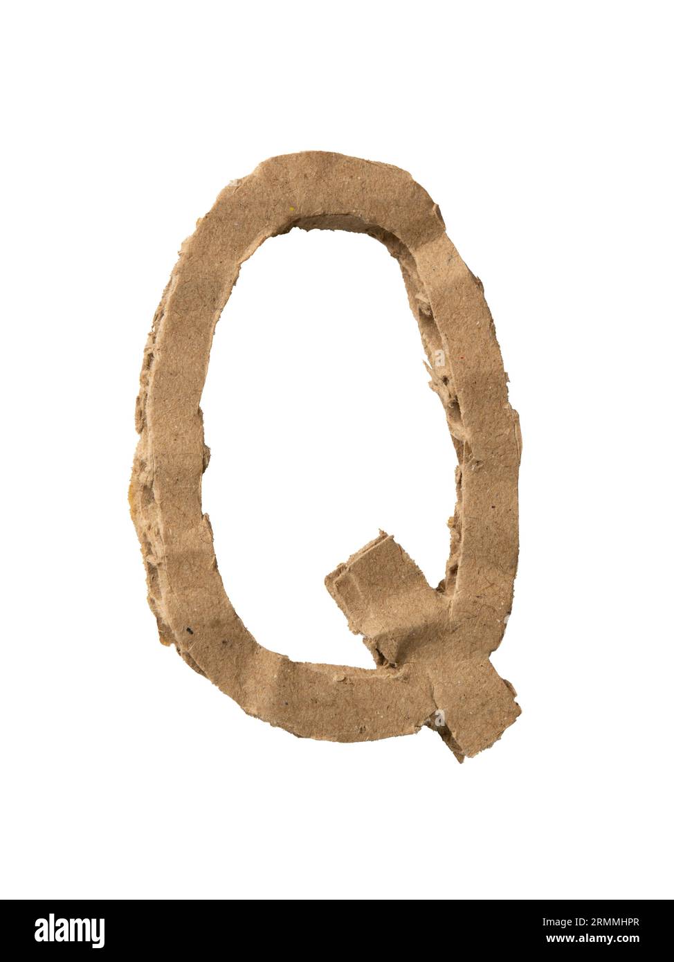 Q alphabet cut out of cardboard paper on white background with clipping ...